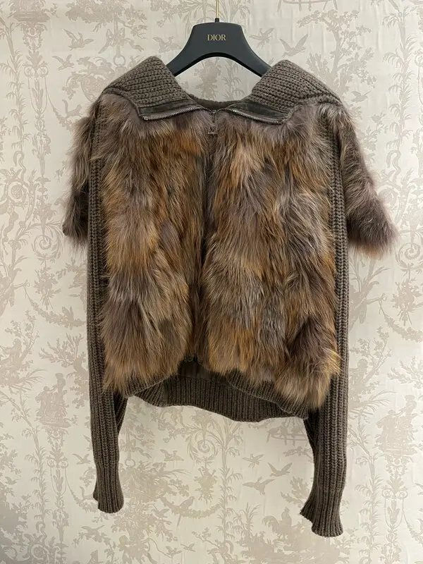 Dior Fur-panel Knit Cardigan
