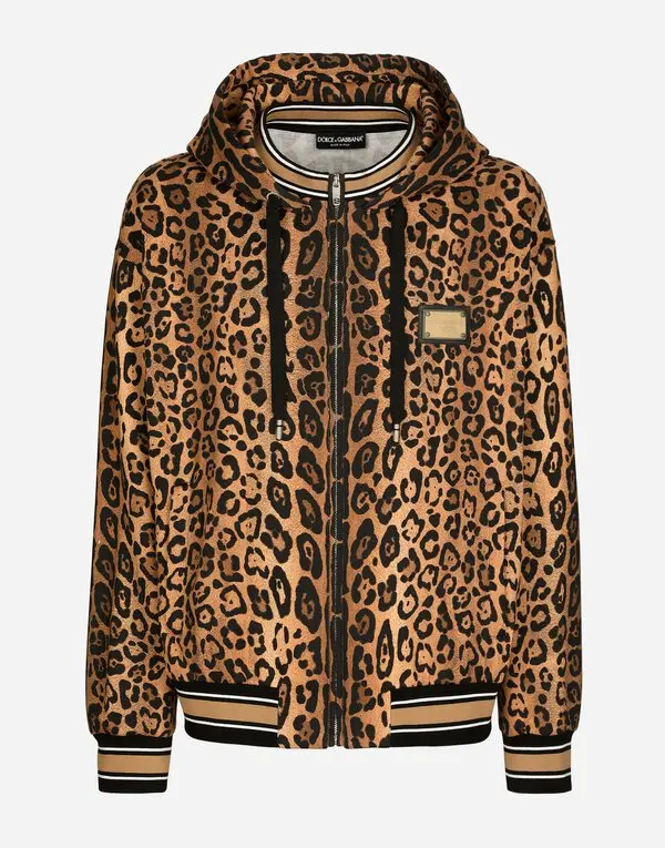 Dolce & Gabbana Leopard- Zip-up Hoodie - Print