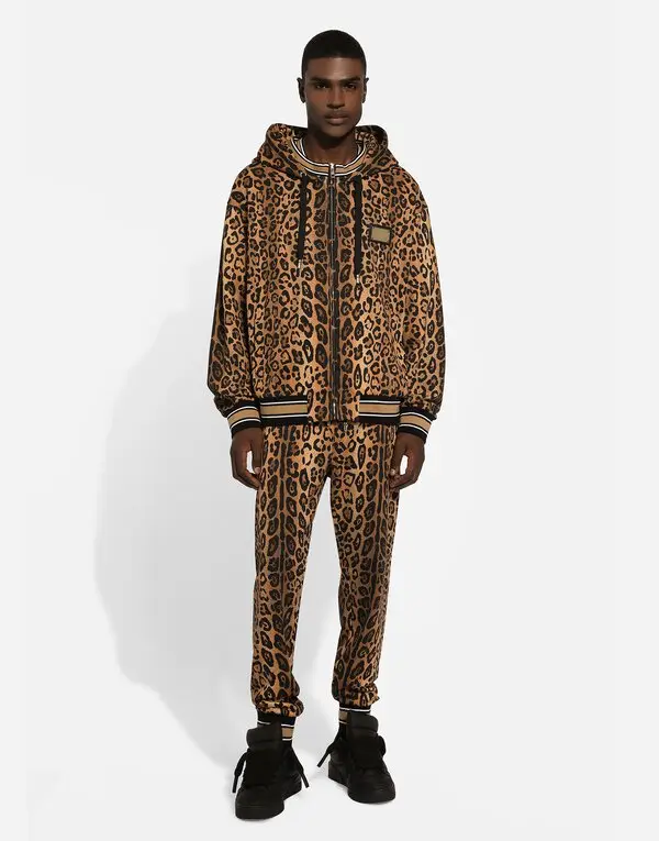 Dolce & Gabbana Leopard- Zip-up Hoodie - Print