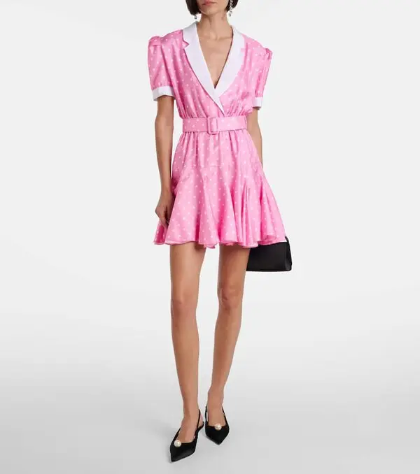 RODARTE Polka-dot Silk Twill Minidress - Pink