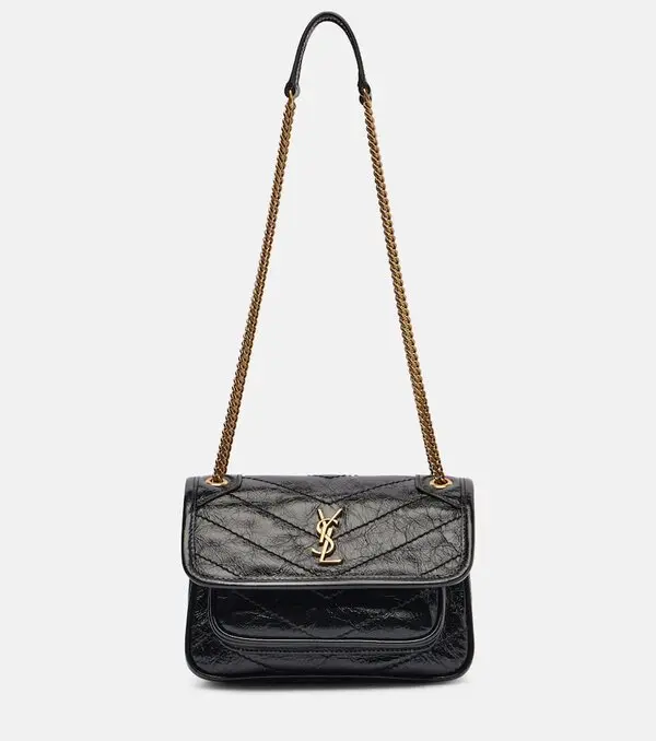 Saint Laurent Niki Mini Leather Crossbody Bag - Black