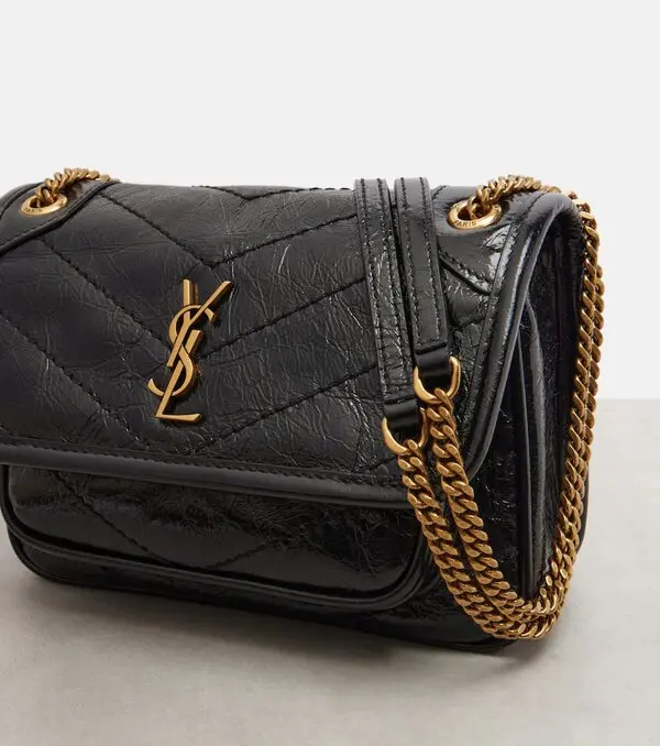 Saint Laurent Niki Mini Leather Crossbody Bag - Black