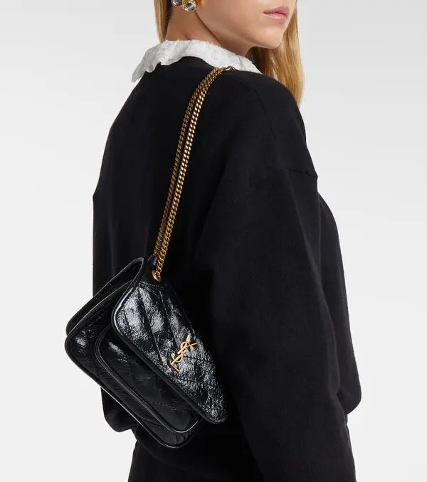 Saint Laurent Niki Mini Leather Crossbody Bag - Black