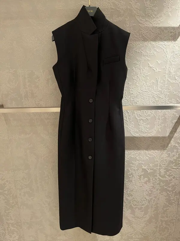 Dior Collared Button-down Midi Dress - Black