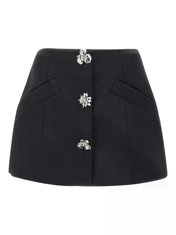 Blumarine Flower-embellished Mini Skirt - Black