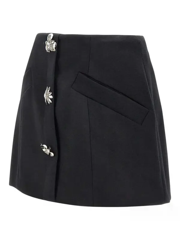Blumarine Flower-embellished Mini Skirt - Black