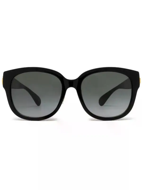 Gucci Logo-plaque Round-frame Sunglasses - Black