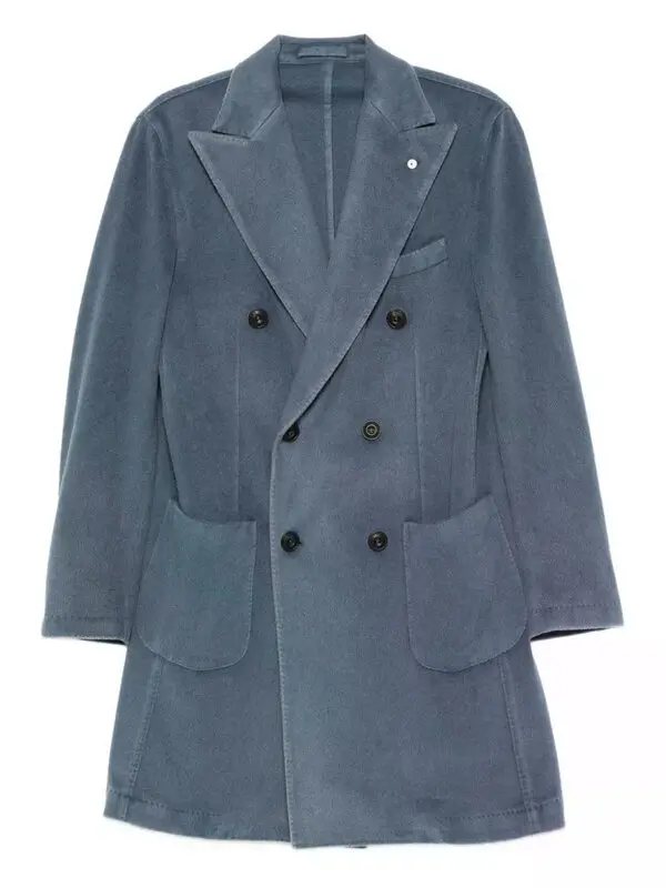 L.B.M. 1911 Double-breasted Coat With Patch Pockets - Blue