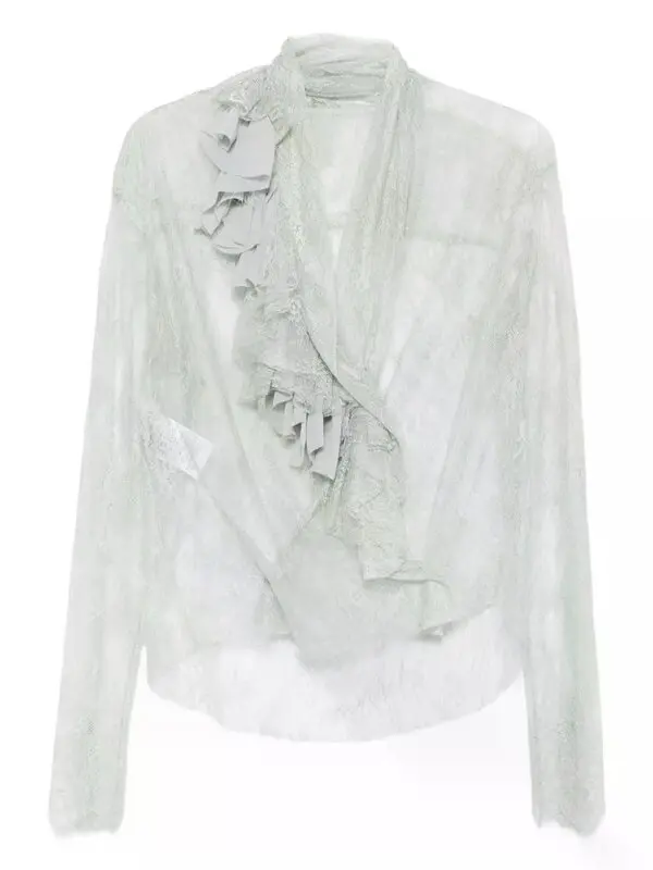 Alberta Ferretti Lace Ruffled Top - Green