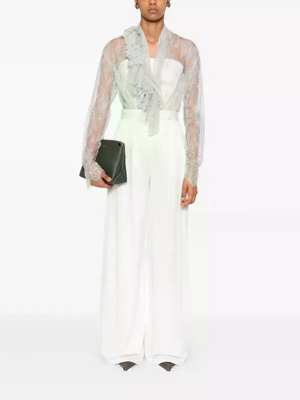 Alberta Ferretti Lace Ruffled Top - Neutrals