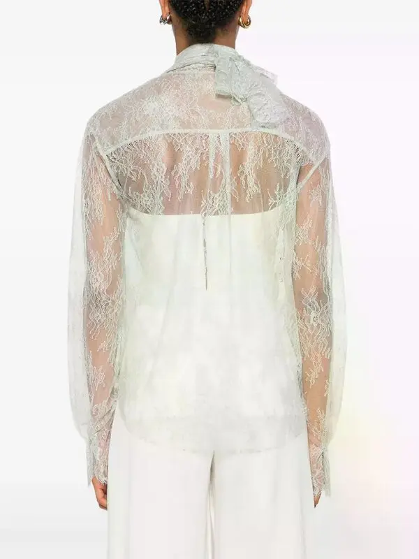 Alberta Ferretti Lace Ruffled Top - Neutrals