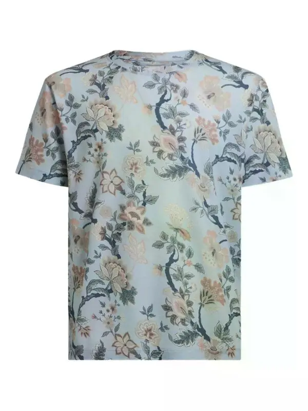 Etro Floral-print T-shirt - Blue