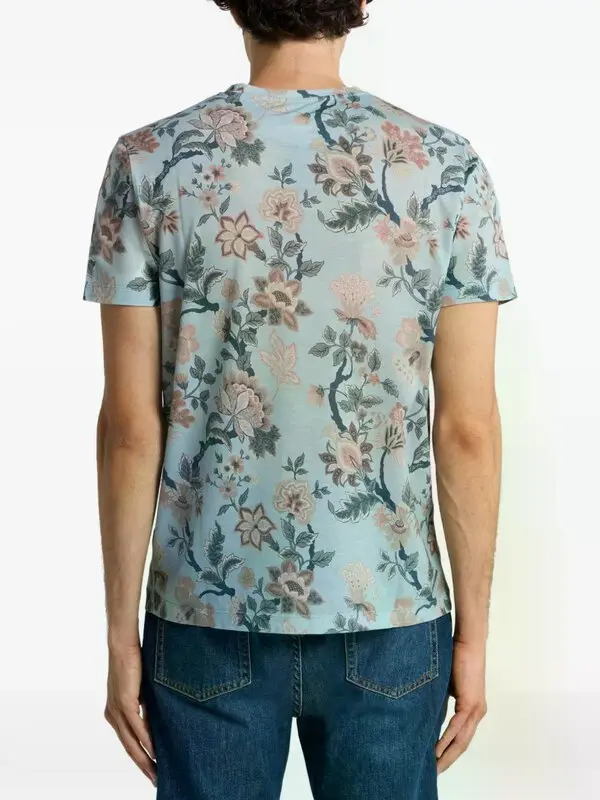 Etro Floral-print T-shirt - Blue