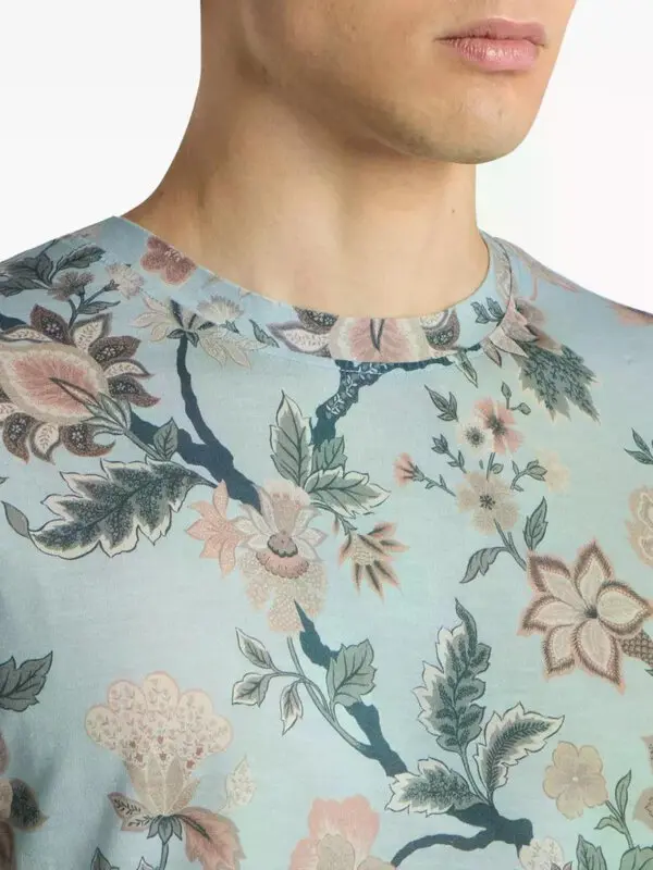 Etro Floral-print T-shirt - Blue