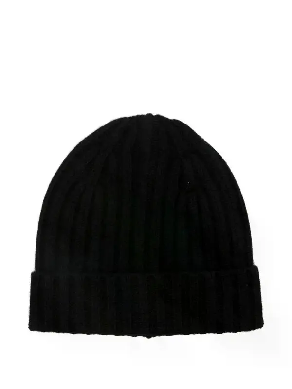 BEYOU Ribbed Knit Cashmere Beanie - Black