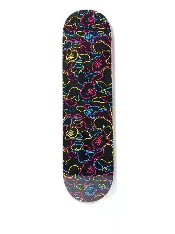 A BATHING APE Neon-graphic Skateboard - Black