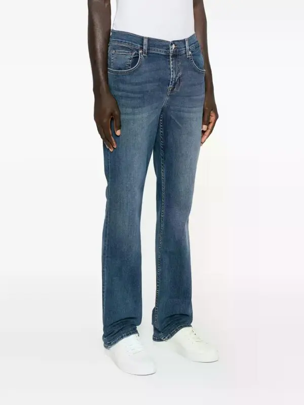 7 For All Mankind Buttoned Straight-leg Jeans - Blue