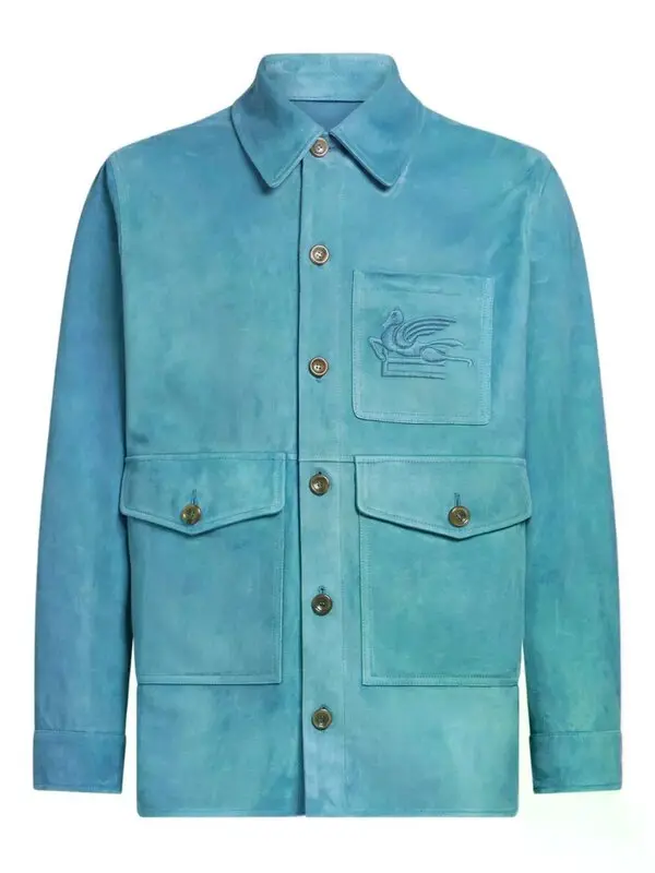 Etro Pegasus-embroidered Suede Shirt Jacket