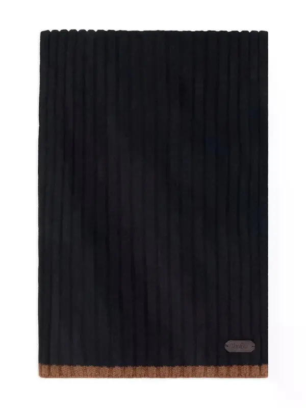 MOORER Ribbed-knit Rectangular Scarf - Black