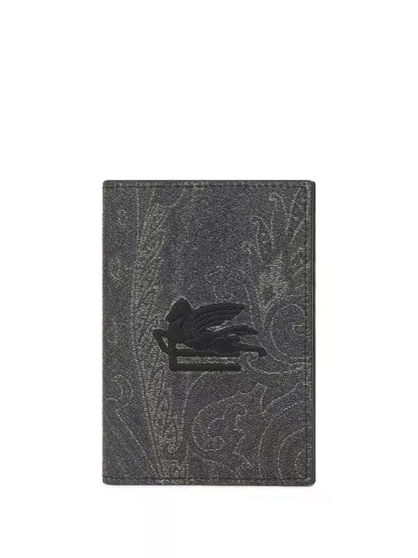 Etro Paisley Embroidered Passport Case - Grey