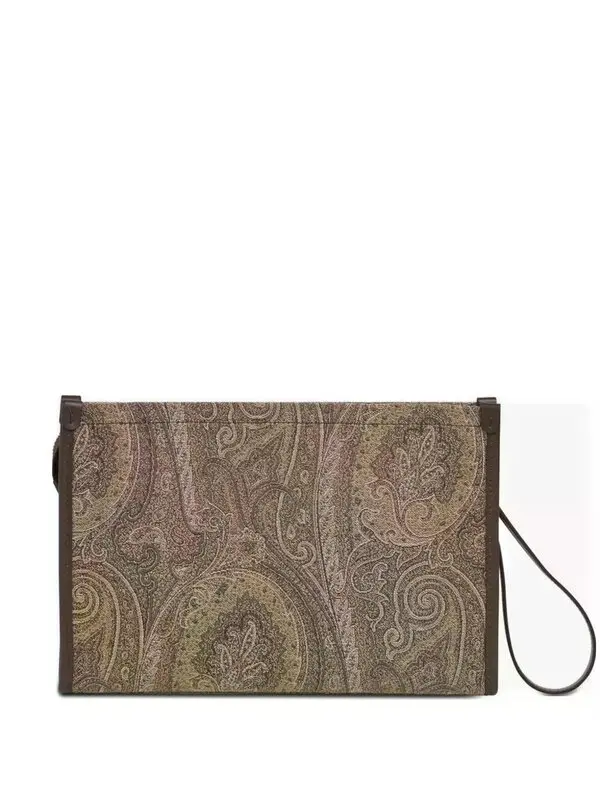 Etro Paisley Pegasus Zip Clutch - Neutrals