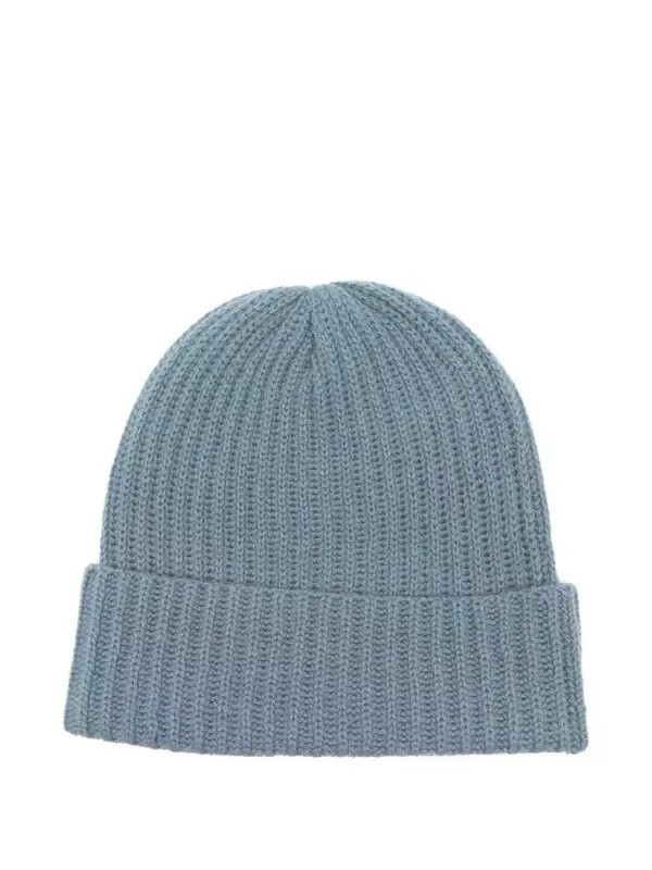 Warm Me Ribbed Cashmere Beanie - Blue