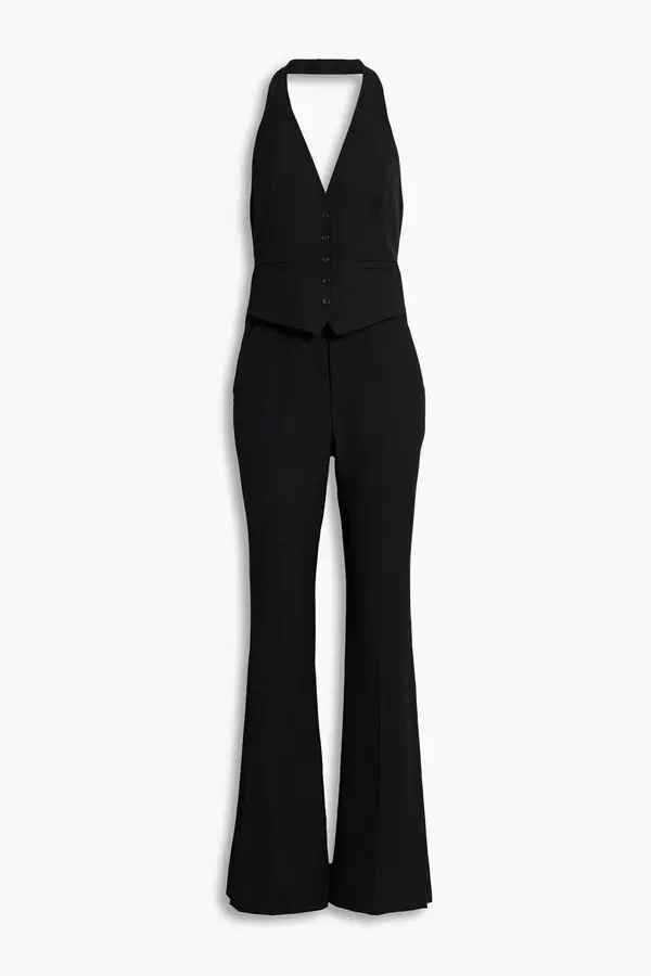 A.L.C. Twill Halterneck Flared Jumpsuit - Black
