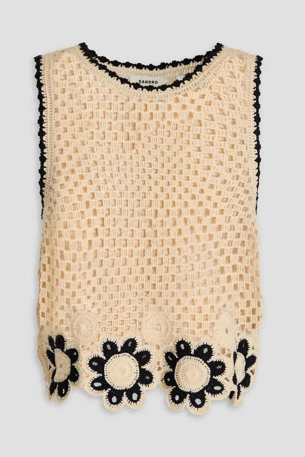 Sandro Scalloped Crochet Top