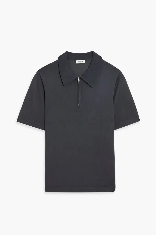 Sandro Knitted Polo Shirt - Dark Gray