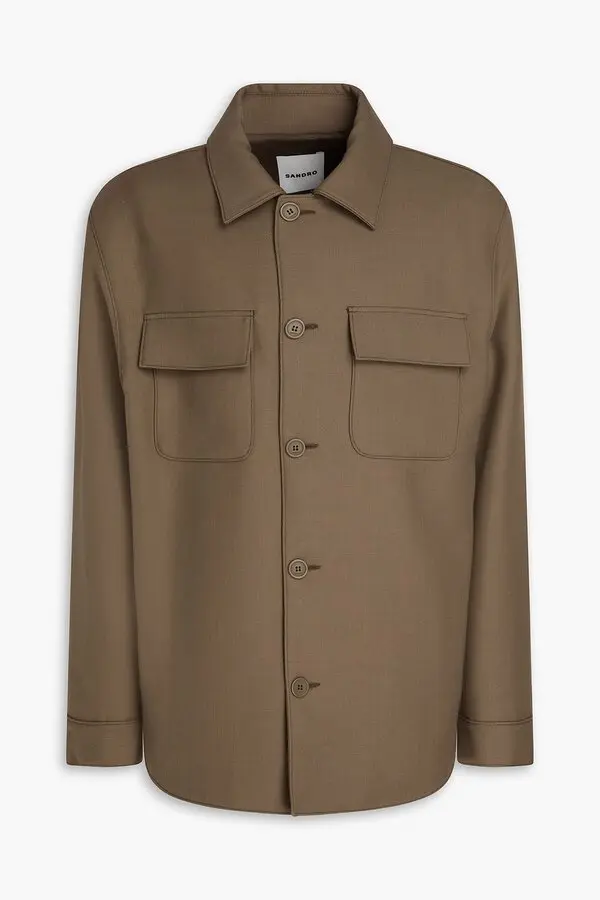 Sandro Twill Overshirt - Army Green