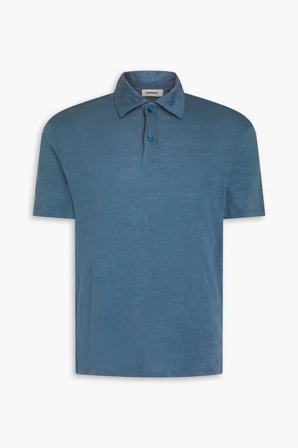 Sandro Linenjersey Polo Shirt - Blue
