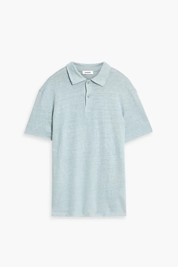 Sandro Linenjersey Polo Shirt - Light Blue