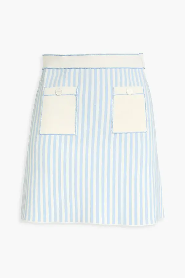 Sandro Striped Stretch-knit Mini Skirt - Light Blue