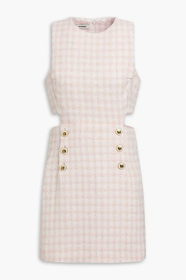Sandro Cutout Checked Tweed Mini Dress