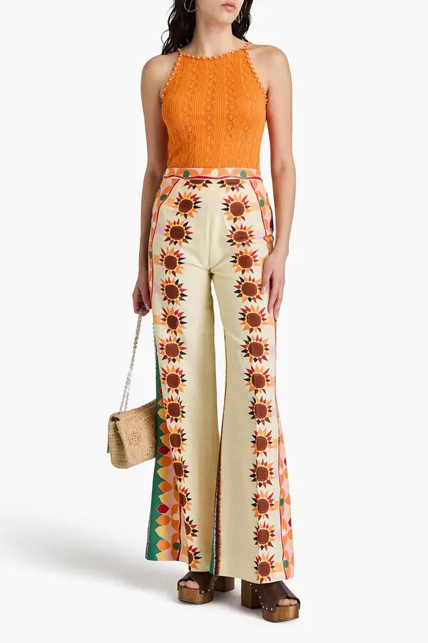 Sandro Printed Wide-leg Pants