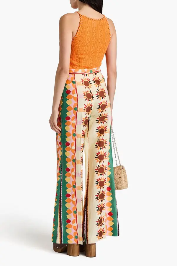 Sandro Printed Wide-leg Pants