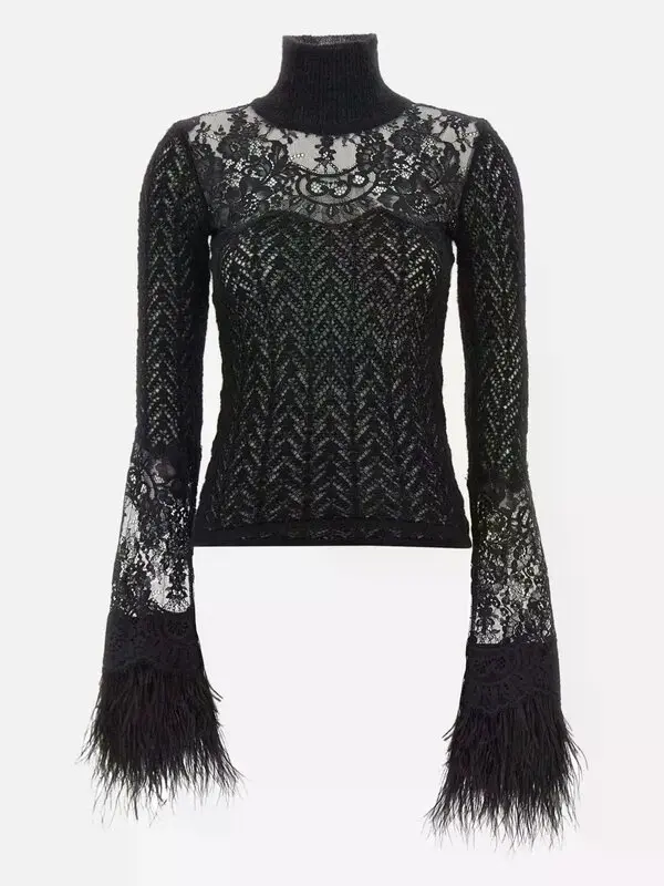 Blumarine Marabu Lace-insert Sweater
