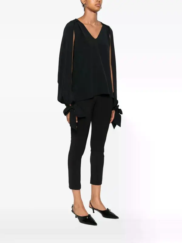 Federica Tosi Tie-cuff V-neck Top - Black
