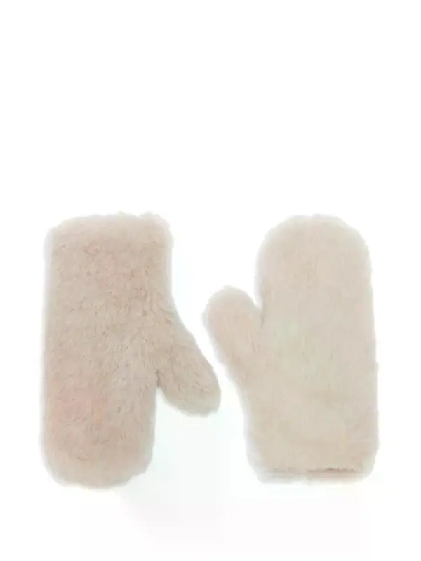 Max Mara Faux-fur Mittens - Neutrals