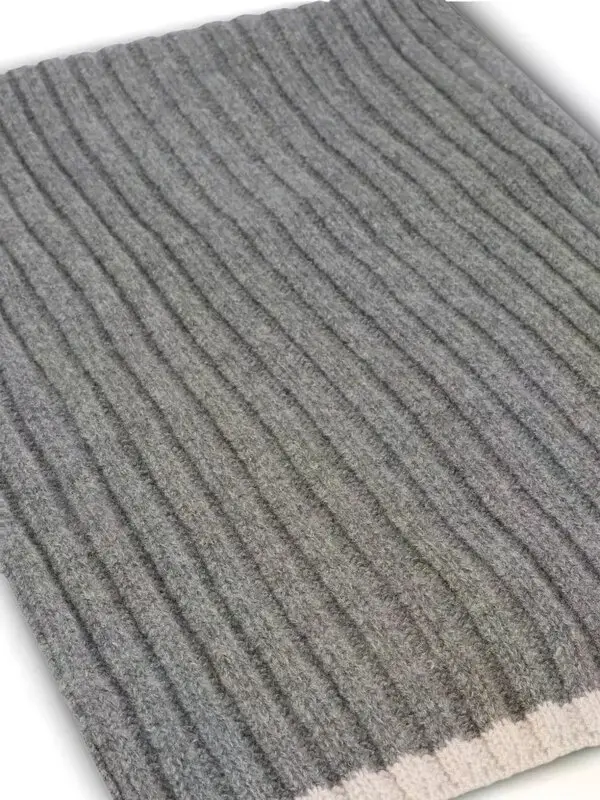 MOORER Ribbed-knit Rectangular Scarf - Grey