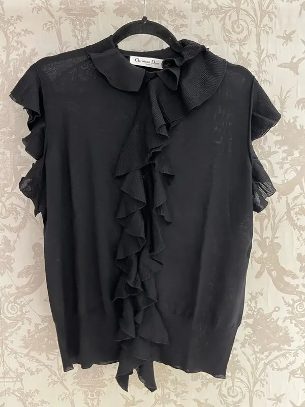 Dior Short Sleeve Ruffle Blouse