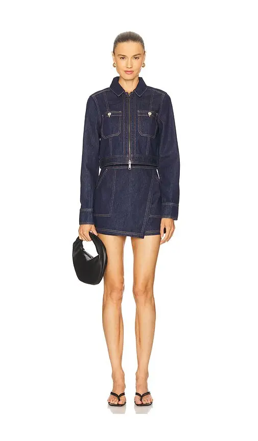 Veronica Beard Patty Fitted Long Sleeve Jacket - Indigo Rinse