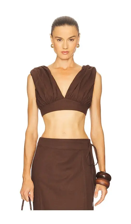 RIOT SWIM Piper V Front Top - Chocolate
