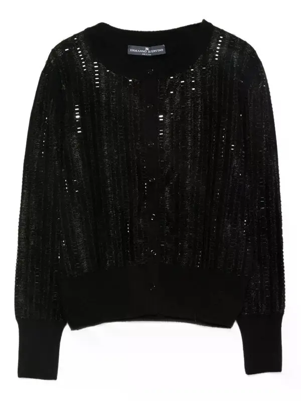Ermanno Scervino Sequin-embellished Ribbed Knit Cardigan