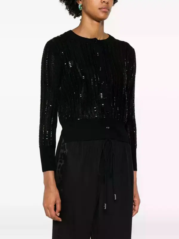 Ermanno Scervino Sequin-embellished Ribbed Knit Cardigan