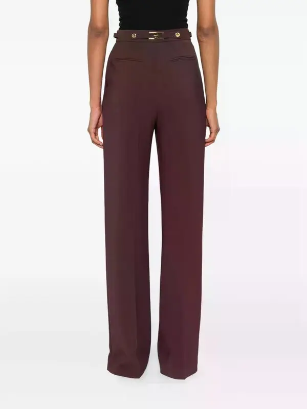 Elisabetta Franchi Pleated Straight Trousers With Button Detailing