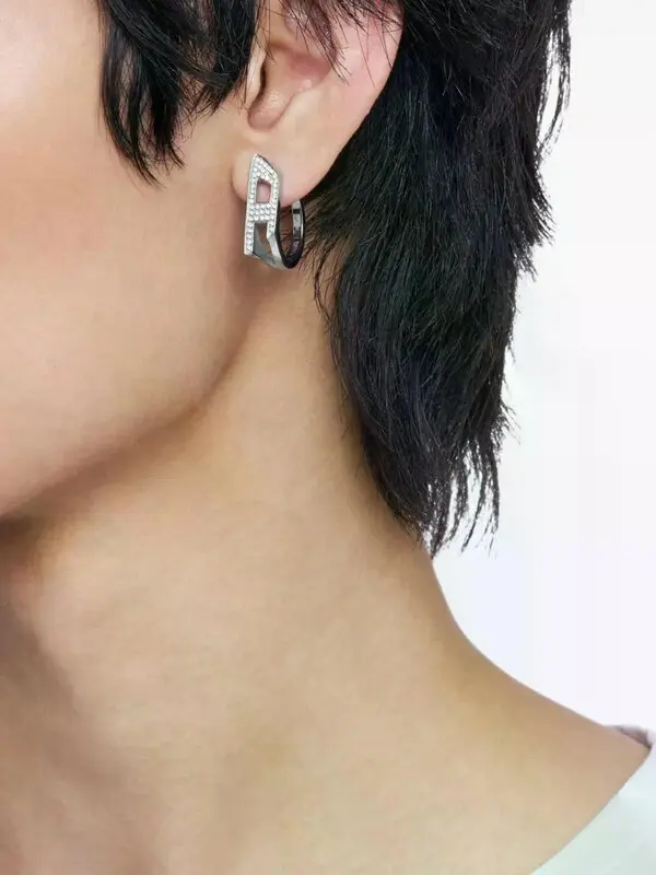 DIESEL® Logo-shape Crystal Embellished Steel Earring