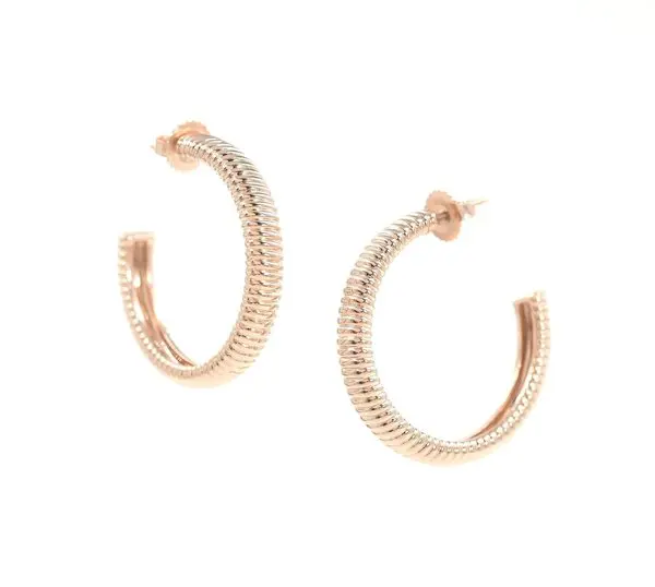 BONDEYE JEWELRY Jules Textured Hoop Earrings - Rose Gold