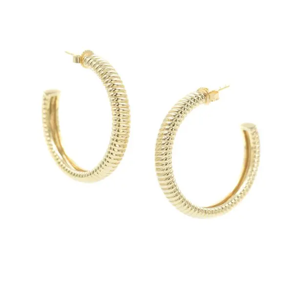 BONDEYE JEWELRY Jules Textured Hoop Earrings - Yellow Gold