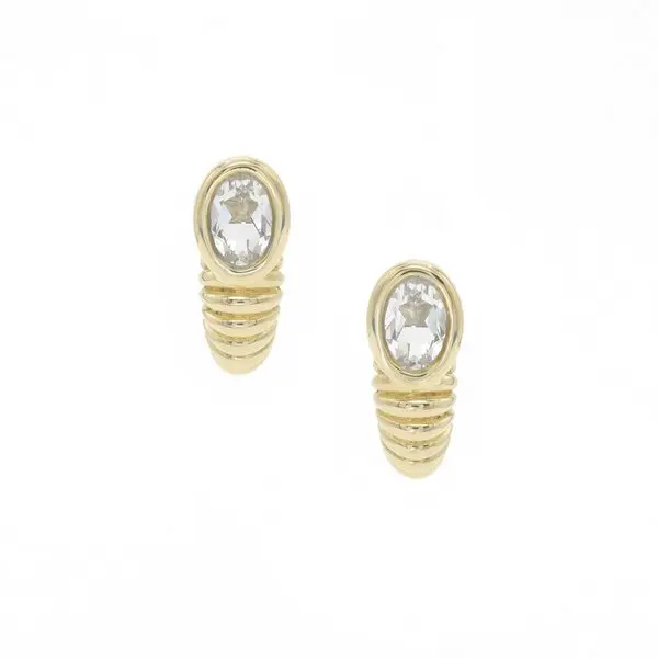 BONDEYE JEWELRY 14k White Topaz Stud Earrings - Yellow Gold